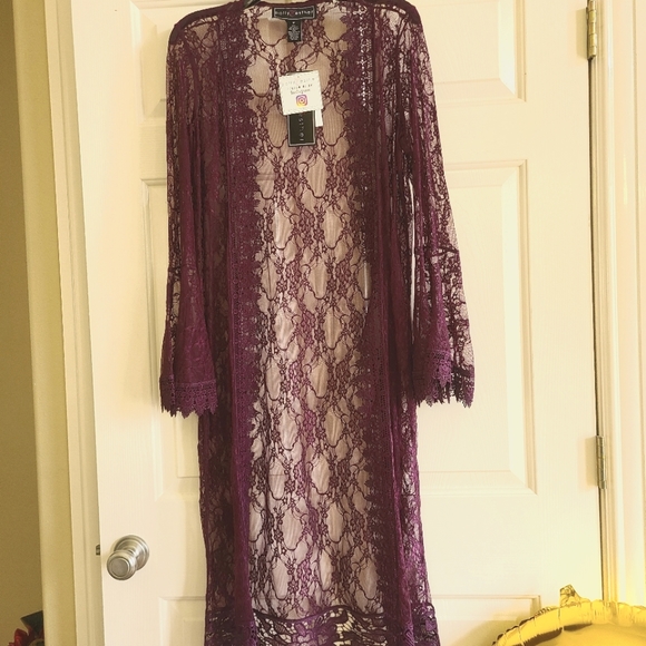 Polly & Esther | Tops | Polly Esther Plum Color Lace Shawlnew | Poshmark